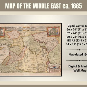 1665 Middle East Map Art: 17th Century Cartography (downloadable Map ...