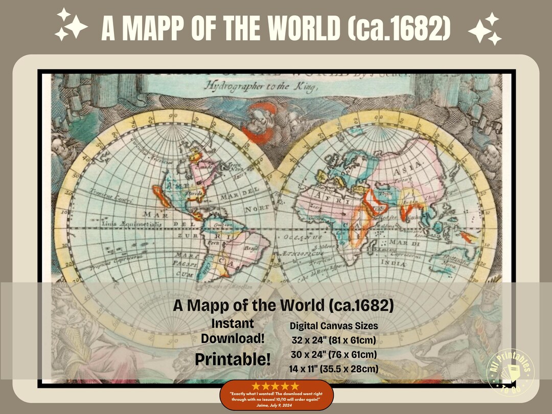 Map of the World by J. Seller (1682), Old World Maps, World History ...