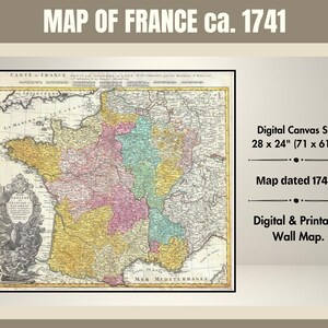 Vintage Map of France 1741: Historical Wall Art (digital Download) - Etsy