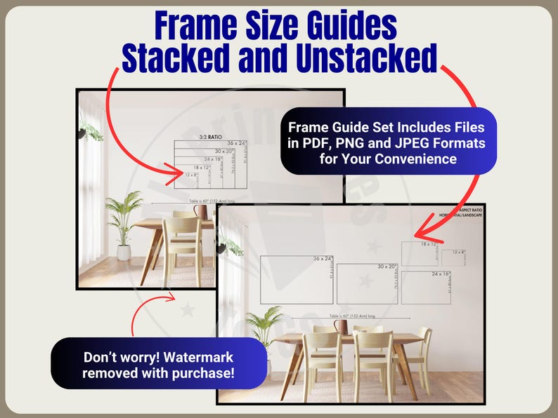 Horizontal Wall Art Frame Size Guide: Aspect Ratio Charts (digital ...