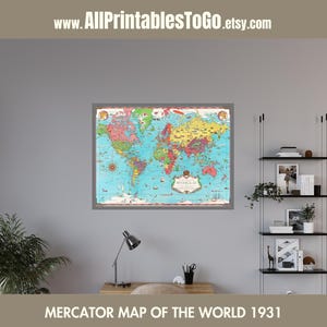 Printable Mercator Map of the World Ca. 1931; Downloadable Wall Map ...