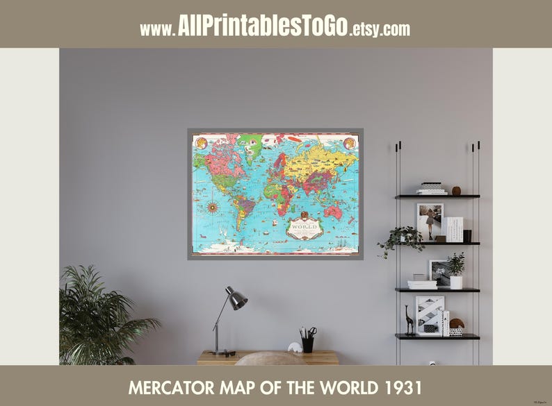 Printable Mercator Map of the World Ca. 1931; Downloadable Wall Map ...