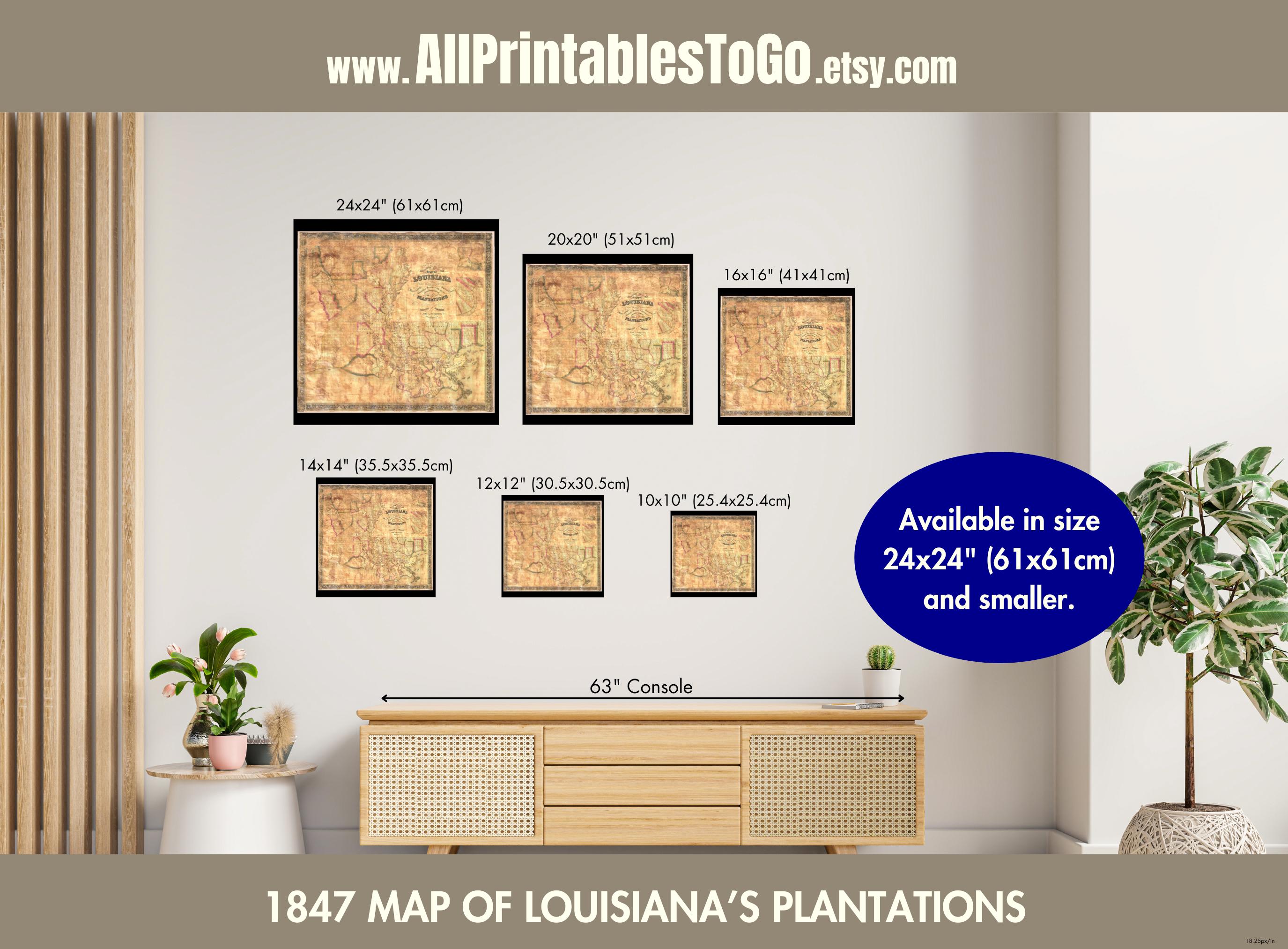 Printable Map of Louisiana and Its Plantations (1847), Downloadable Map ...