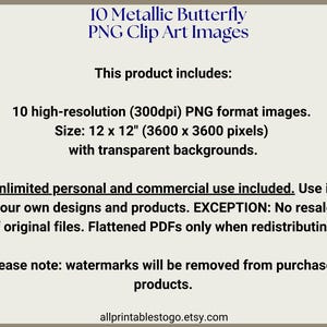 Butterfly Clip Art Set – 10 Pngs in Metallic Gold, Silver, Rainbow ...