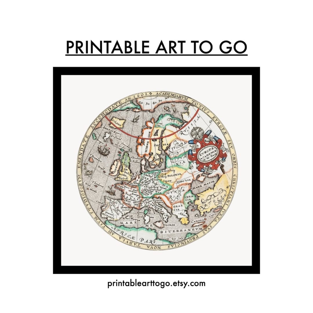 Printable 1602 Map of Europe | William Kip Map of Europe | Digital Map ...