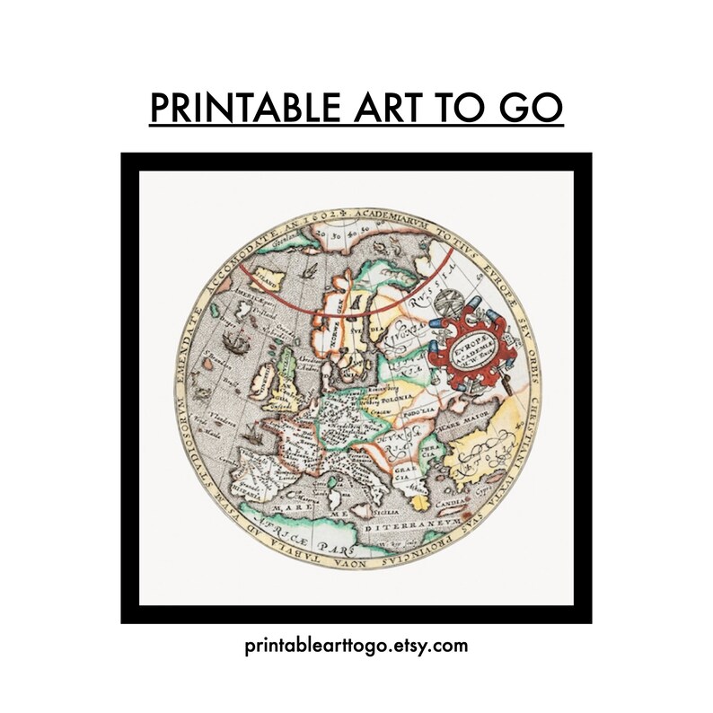 Printable 1602 Map of Europe | William Kip Map of Europe | Digital Map ...