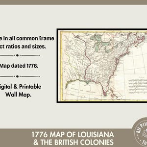 Printable Antique Map of Louisiana and the British Colonies - 1776 ...