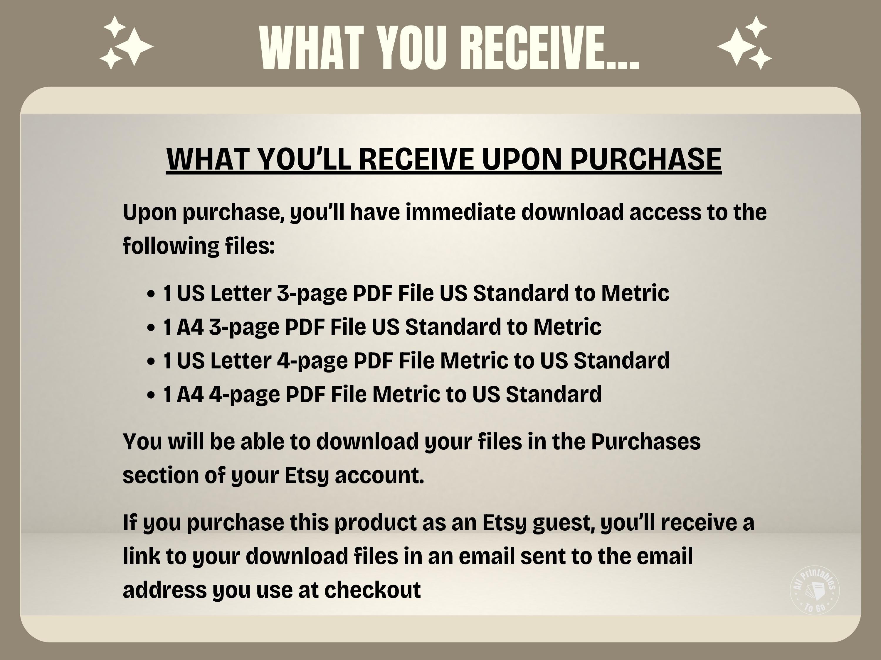 Metric Conversion Chart: US Standard Length Reference (PDF) - Etsy