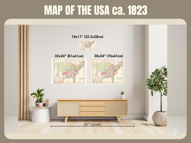 Map of the USA in 1823, Melish USA Map, American History, Historical ...