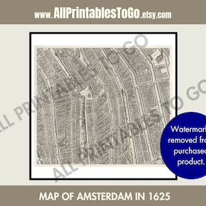 Printable Map of Amsterdam From 1625, Antique Maps of Amsterdam, Dutch ...