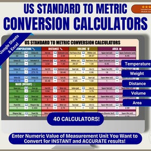 Standard to Metric Measurements Calculator, Easy-to-use Conversion ...