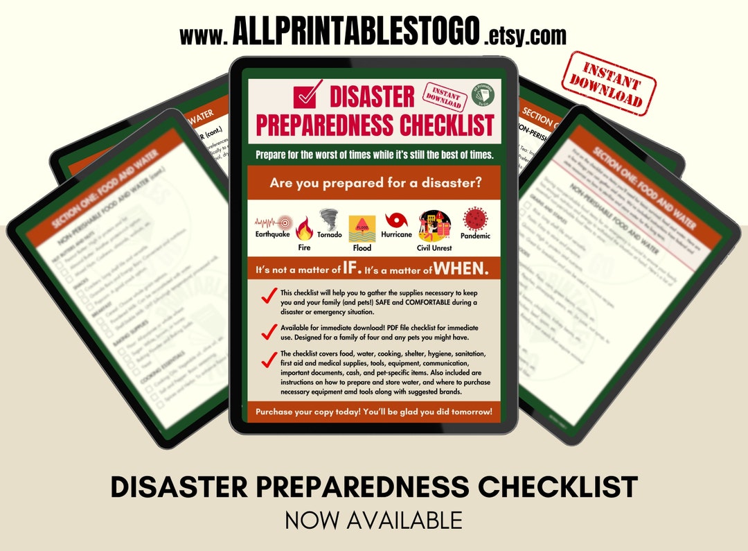 Disaster Preparedness Checklist PDF – Emergency Survival Plan for Home ...