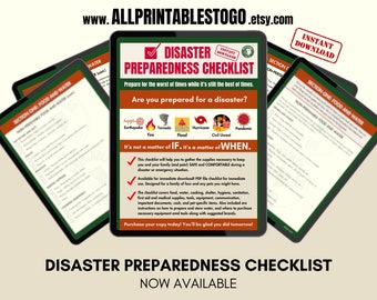 Disaster & Emergency Preparedness Laminated Double Sided Checklist ...