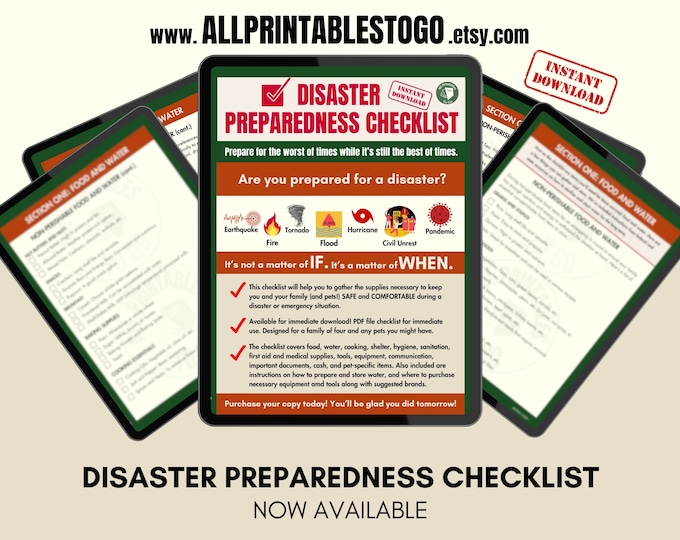 Disaster & Emergency Preparedness Laminated Double Sided Checklist ...