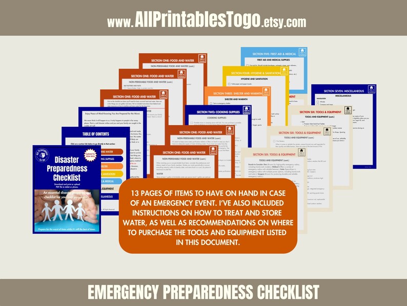 Family Disaster Preparedness Checklist: Emergency Plan (PDF Download ...