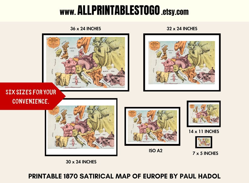 Printable Map of Europe From 1870 Satirical Europe Political Europe Map ...