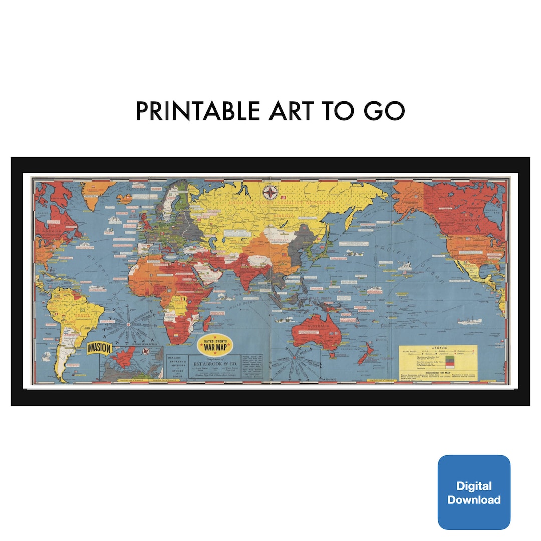 Printable World War II Map: Dated Events War Map (1944), Historical War ...