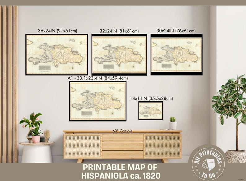 Hispaniola Map Print: 1820 Antique Historical Wall Art (digital ...