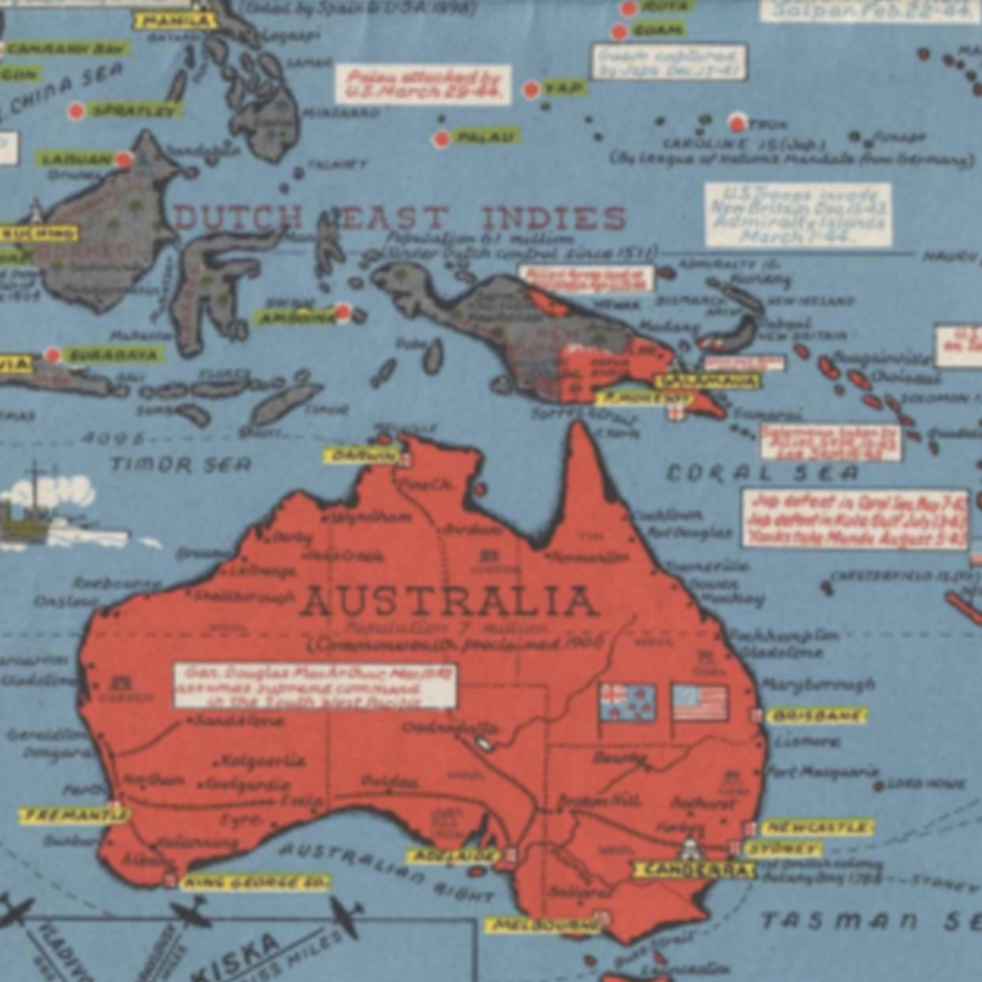 Printable World War II Map: Dated Events War Map (1944), Historical War ...