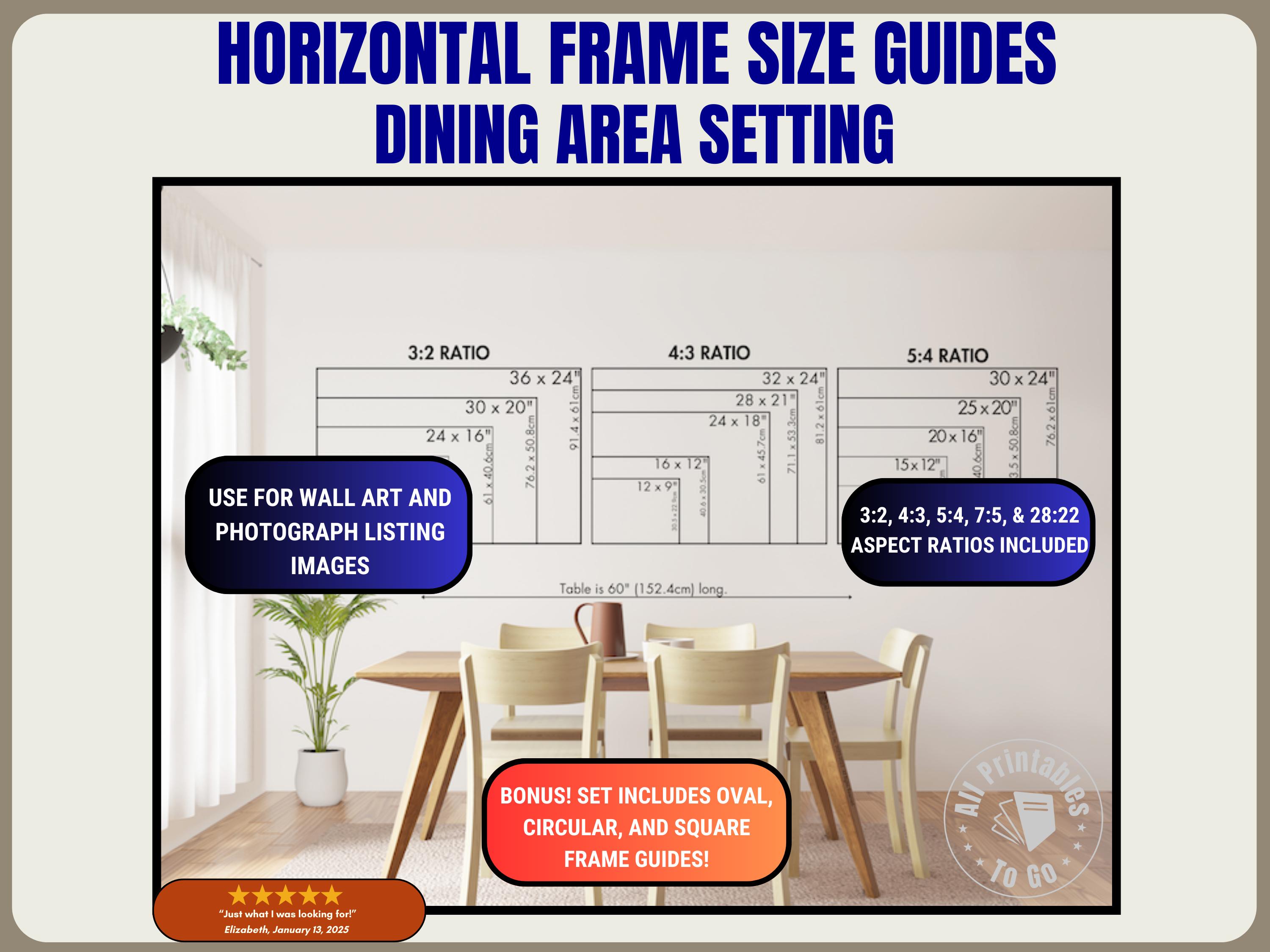 Horizontal Wall Art Frame Size Guide: Aspect Ratio Charts (digital ...
