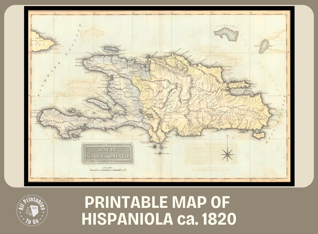 Printable Map of Old Hispaniola Ca. 1820, Digital Wall Maps, Antique ...