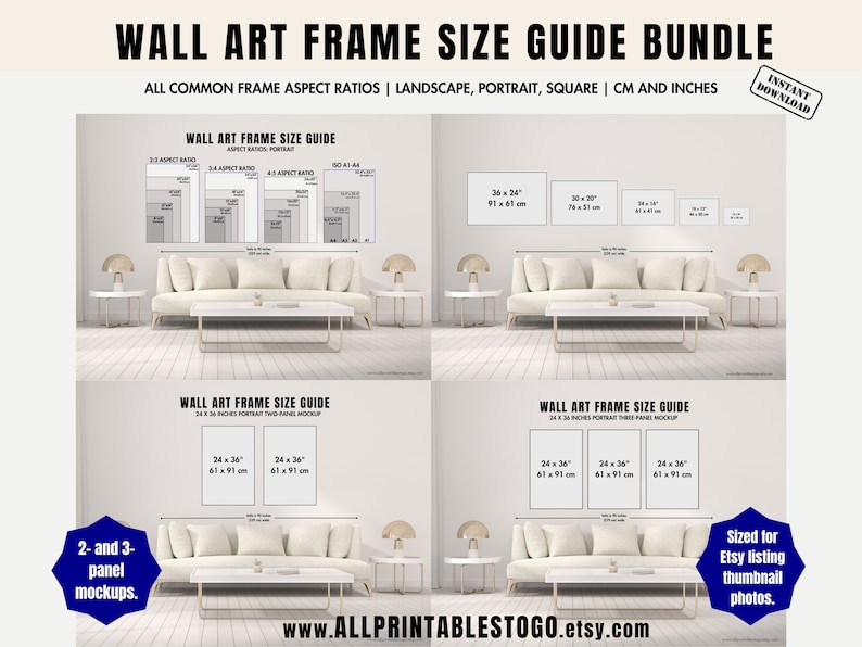 Art Frame Size Guides, Poster Size Mockups, Aspect Ratio Guide ...