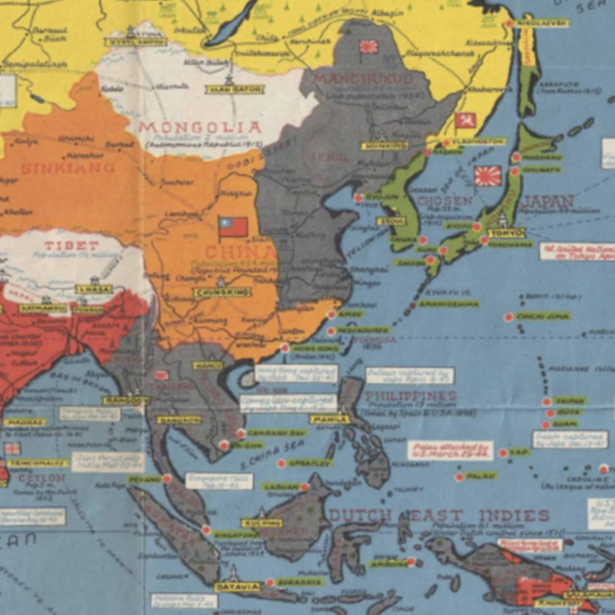 Printable World War II Map: Dated Events War Map 1944, Historical War ...