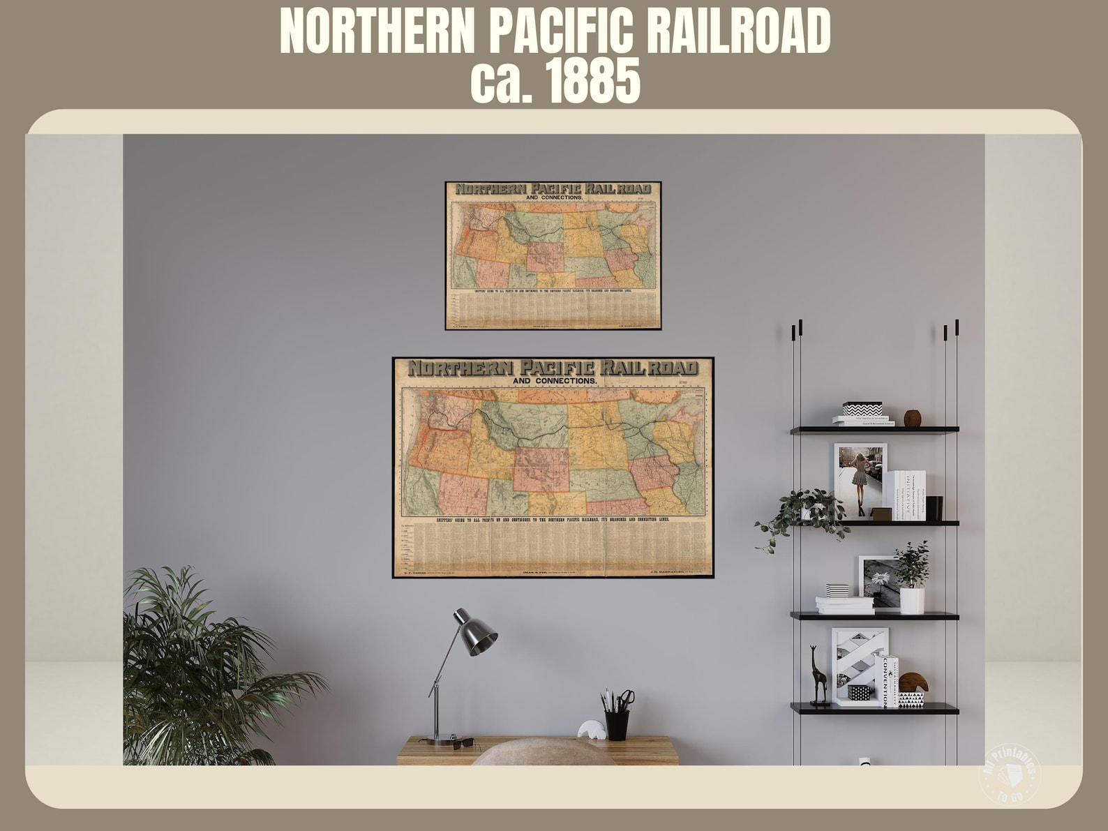Printable Northern Pacific Railroad and Connections Map Ca. 1885, Old ...