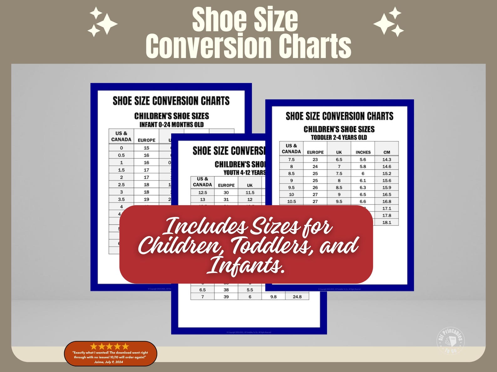 International Shoe Size Conversion Charts: Women, Men, Kids (PDF, JPEG ...