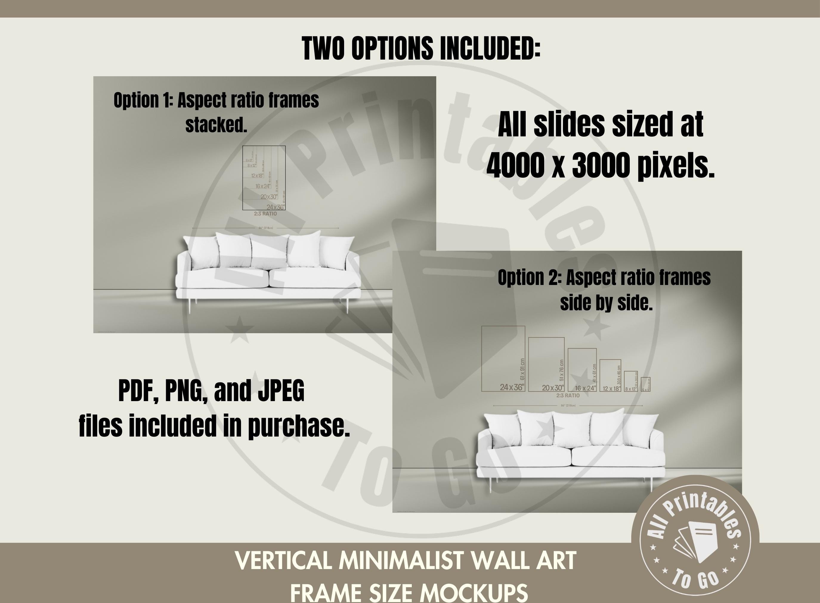 Vertical Frame Size Mockups: Portrait Canvas Ratios (PDF, PNG, JPEG) - Etsy