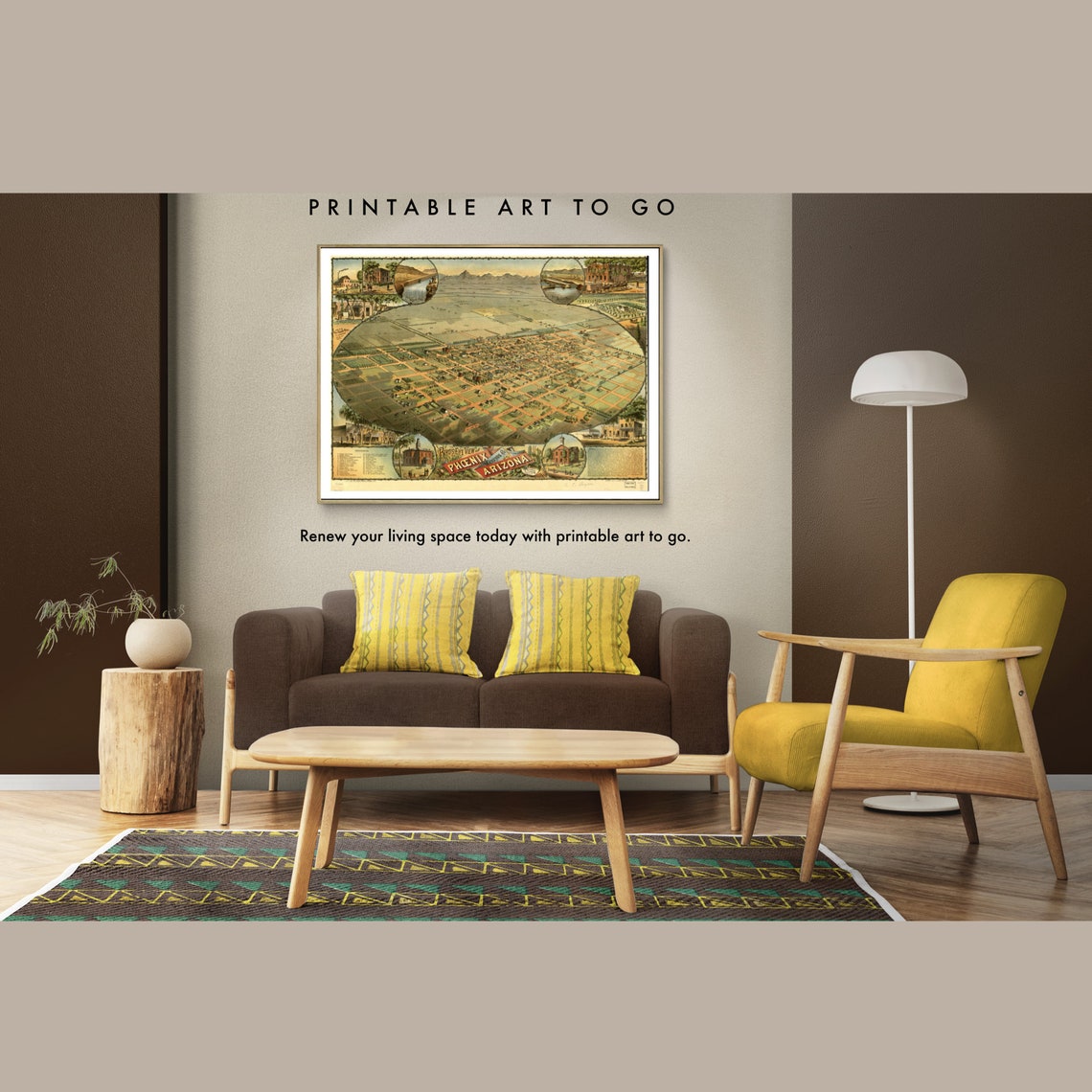 Printable 1885 Map of Phoenix Printable Wall Map Instant Download to Print and Frame Historical ...