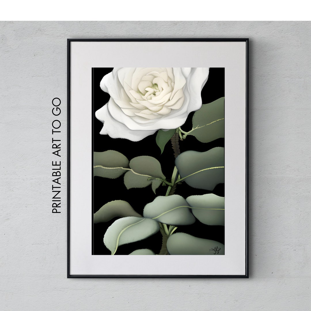 Abstract White Rose Printable Wall Art Instant Digital - Etsy