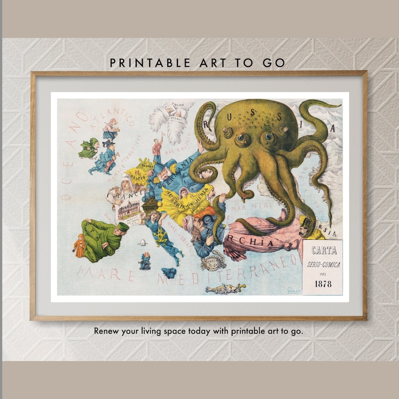 Satirical Map of Europe 1878 | Instant Download - Printable | Late 19th ...