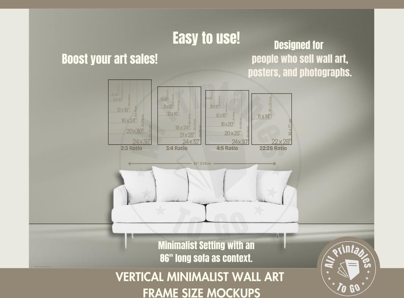 Vertical Frame Size Mockups: Portrait Canvas Ratios (PDF, PNG, JPEG) - Etsy