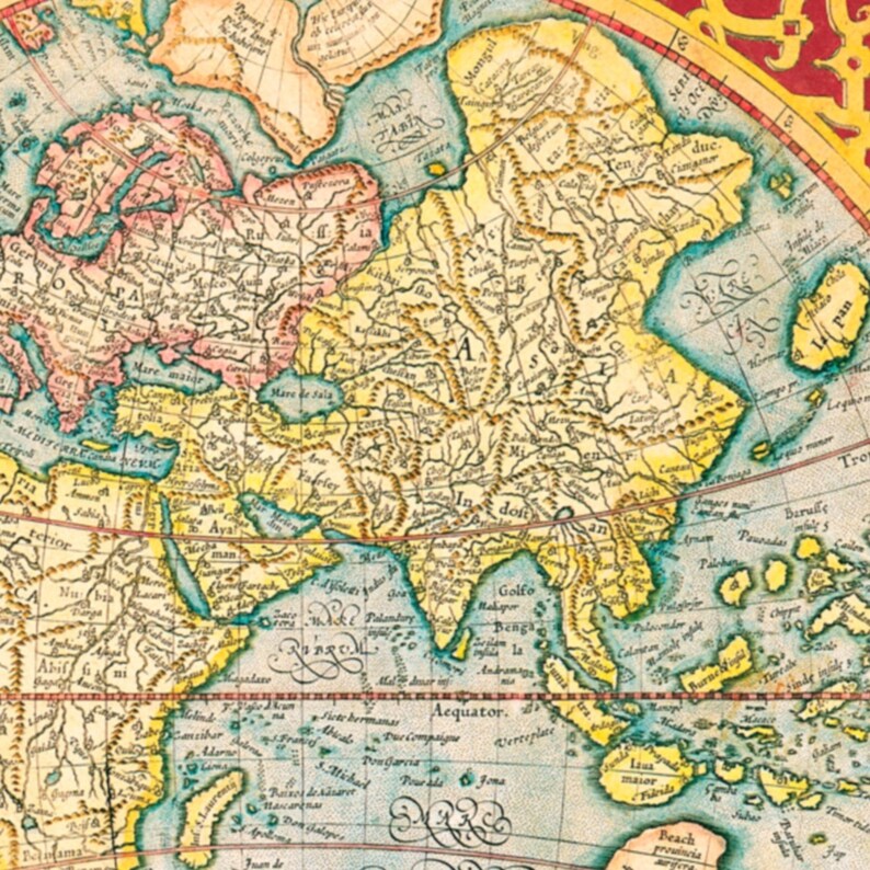 Printable 1587 World Map, Antique Map, Printable Old World Map, Historical Map Print, World ...