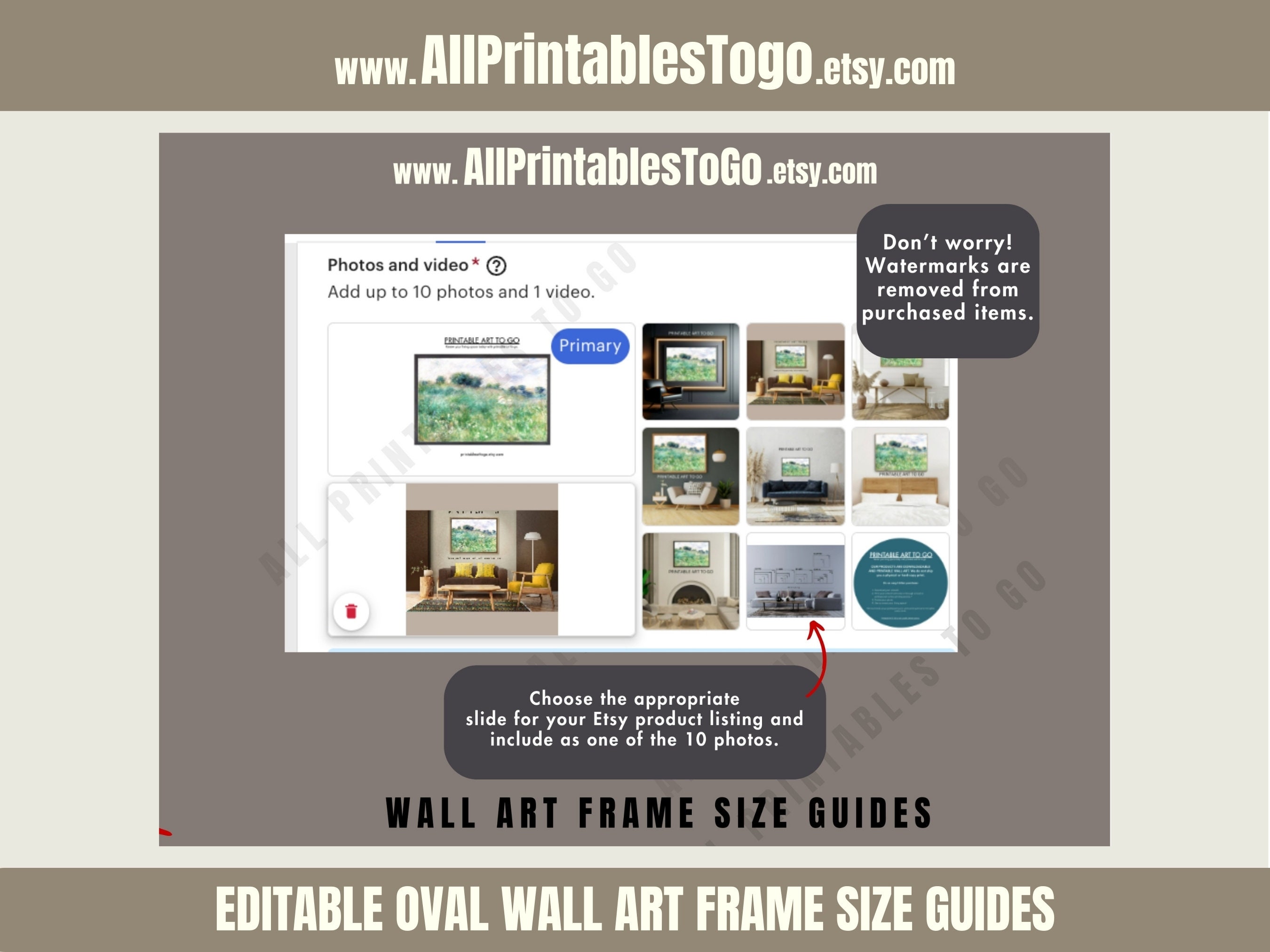 Editable Oval Frame Size Guide: Wall Art Mockup (canva) - Etsy