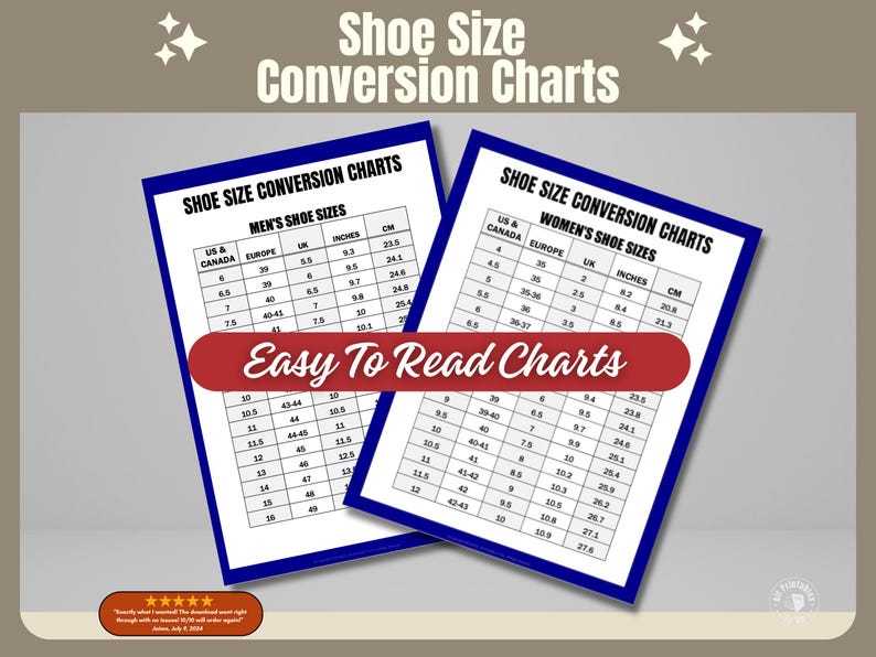 International Shoe Size Conversion Charts: Women, Men, Kids (PDF, JPEG ...