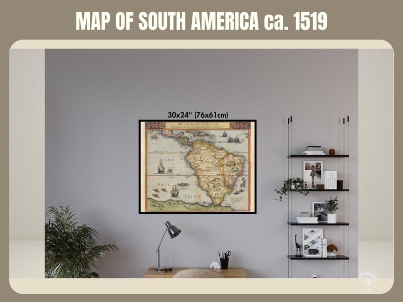 Printable 1519 Map of South America, World Atlas, Digital Antique Map ...