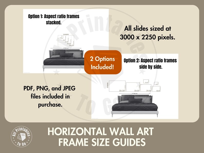 Horizontal Frame Guide Mockup Set, Frame Size Comparison Tool, Digital ...