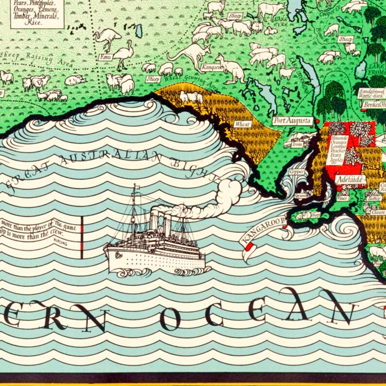 Printable 1928 Map of Australia | Digital Rendition of Antique Map ...