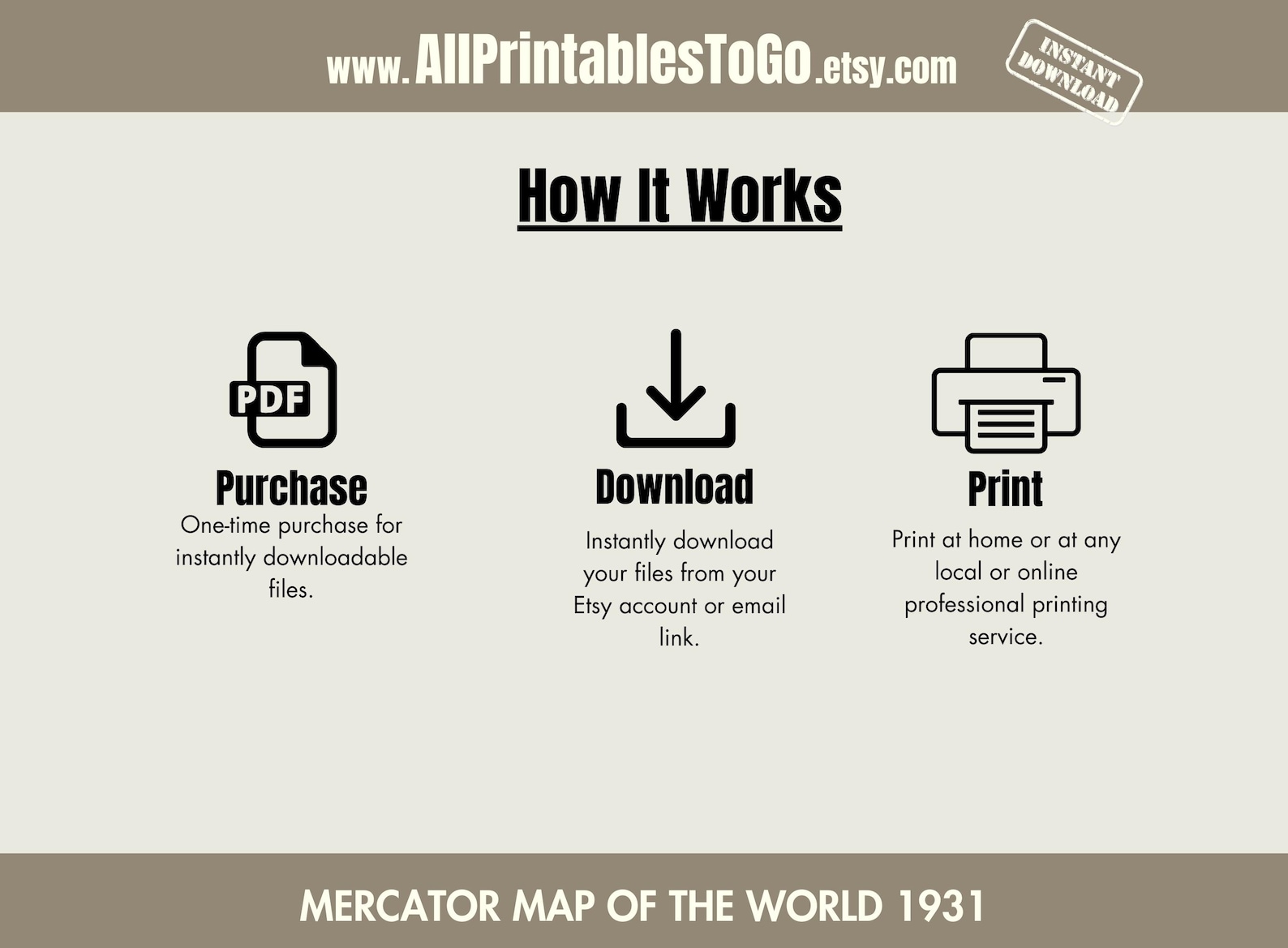 Printable Mercator Map of the World Ca. 1931 Downloadable Wall Map Wall ...