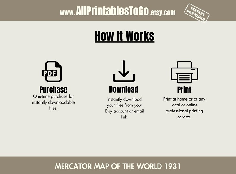 Printable Mercator Map of the World Ca. 1931 Downloadable Wall Map Wall ...