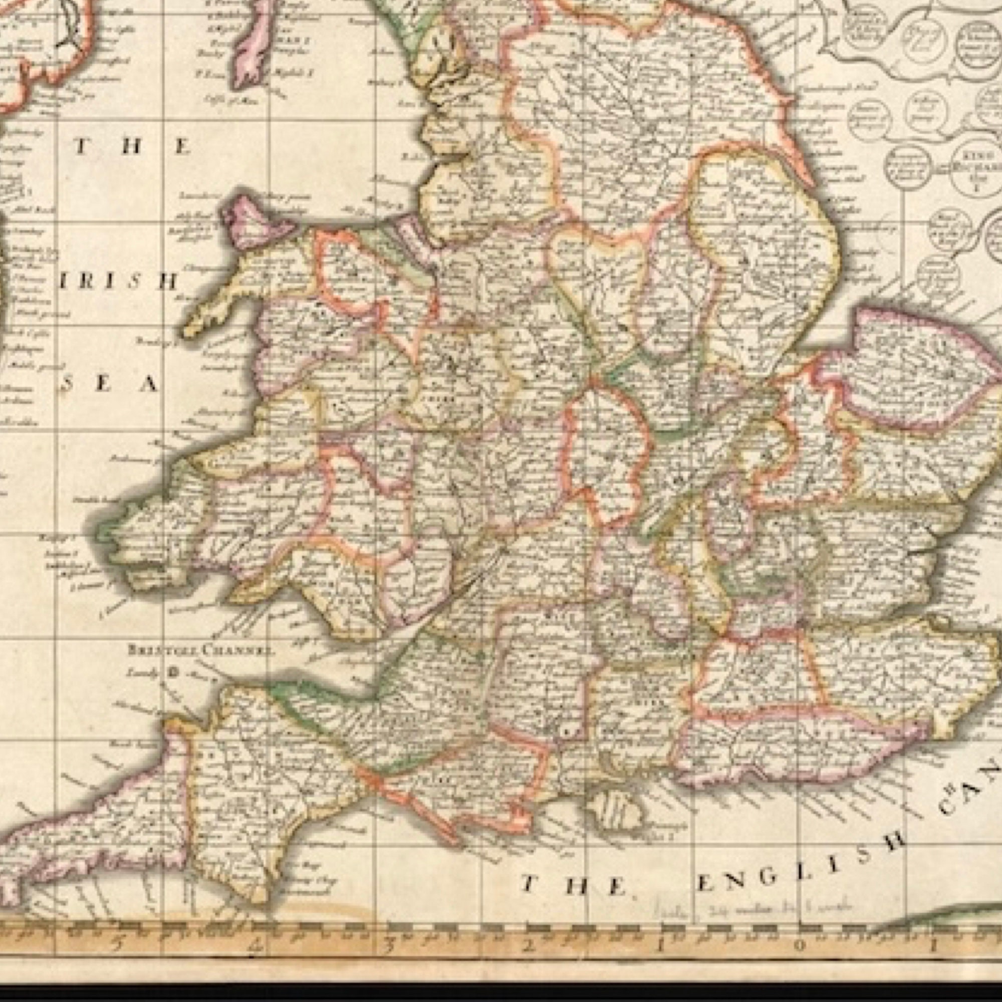 Printable 1687 Map of England, Scotland, Ireland by Robert Morden ...