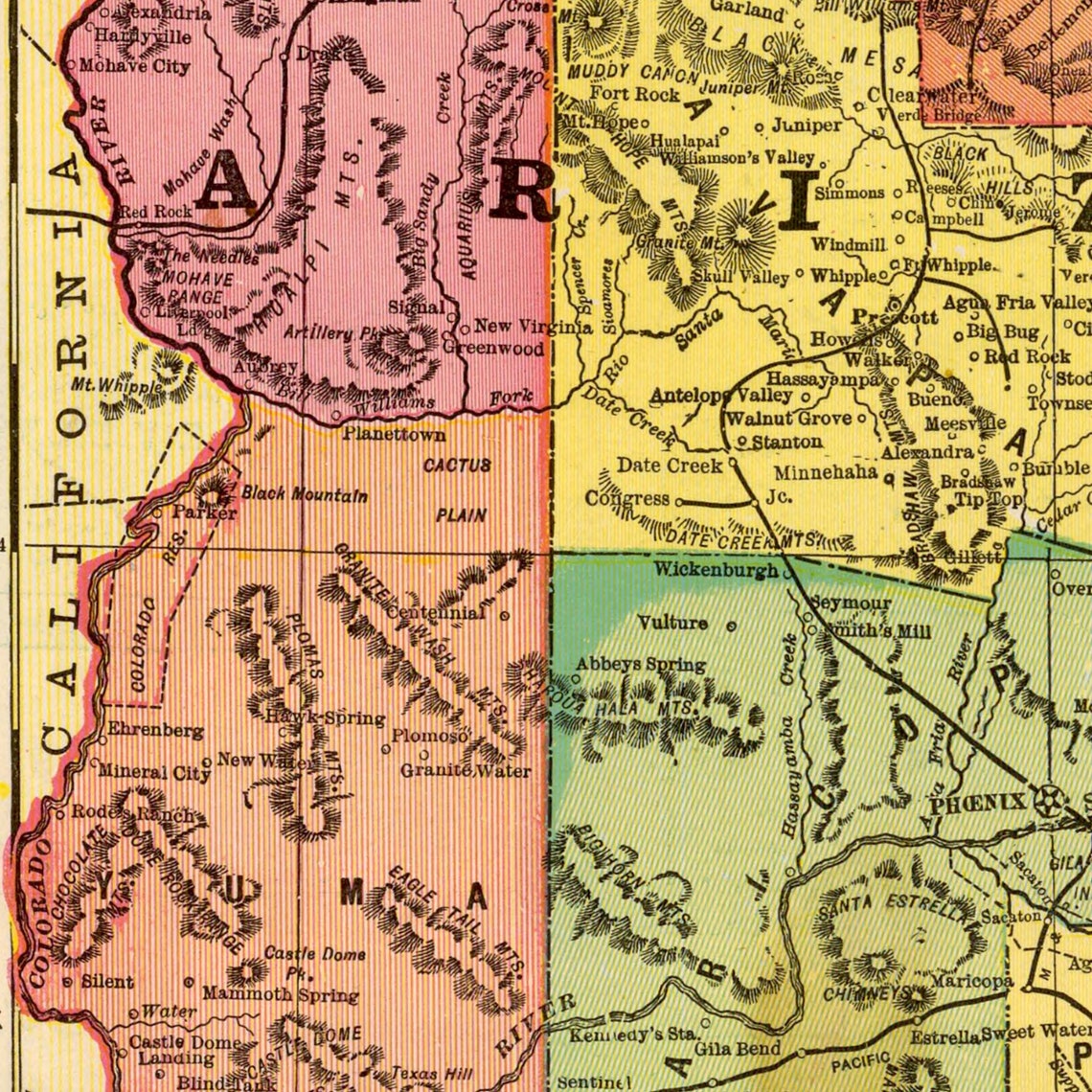 Arizona Territory Map Ca. 1909, Historical Wall Map Decor, Printable ...