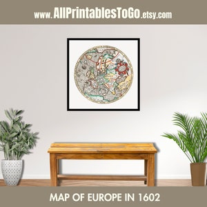 Printable Map of Europe From 1602, Antique Maps of Europe, European ...