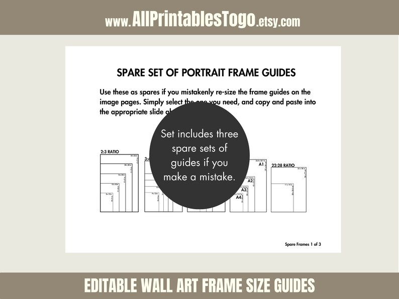 Editable Wall Art Frame Size Guide: Canva Mockups (digital Download) - Etsy
