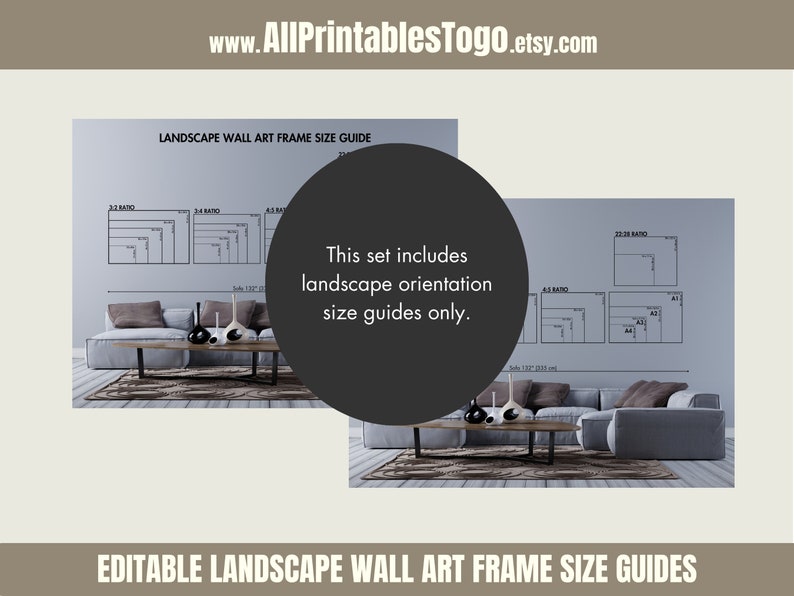 Editable Horizontal Wall Art Size Guides, Frame Size Guides, Print Size ...