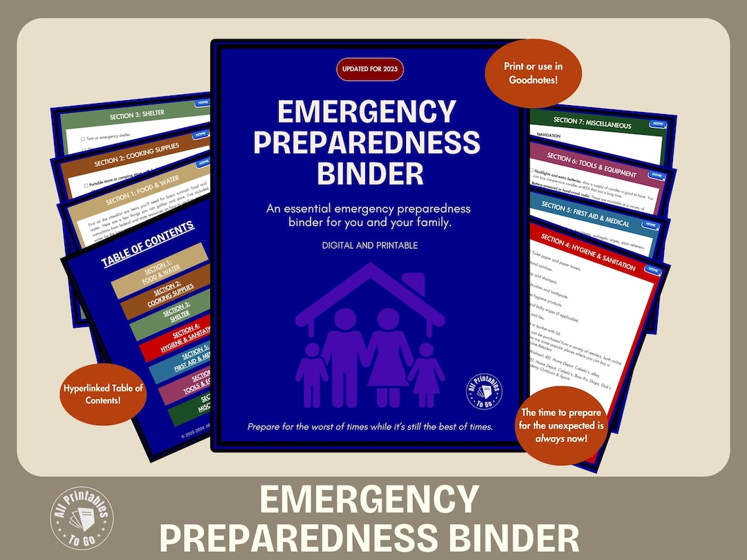 Emergency Preparedness Binder: Survival Planning Checklists (digital ...