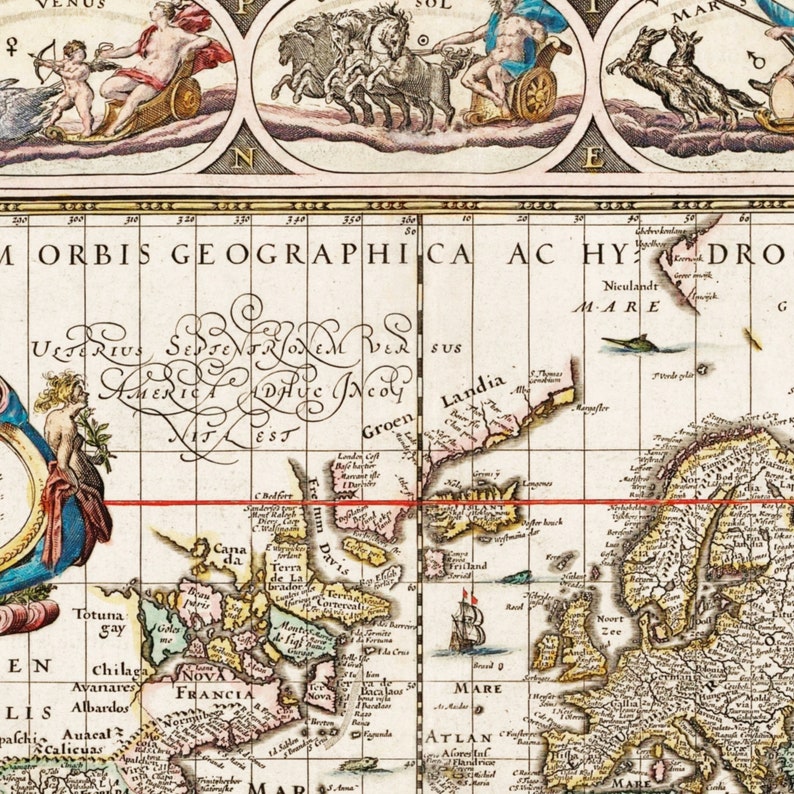 Digital Printable 1635 World Map Nova Totius Terrarum Orbis Geographica ...