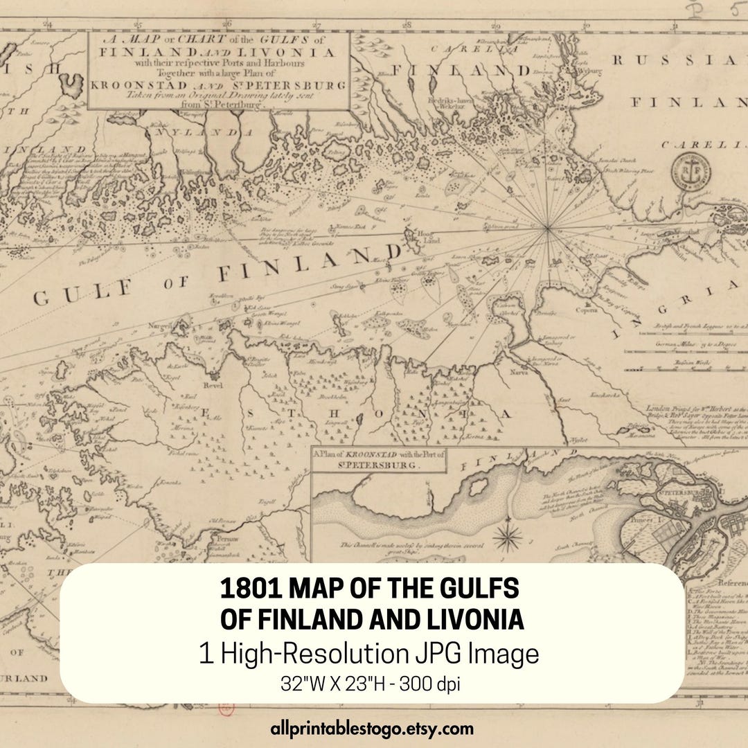 Antique 1801 Map of Finland & Livonia: Vintage Cartography Print ...
